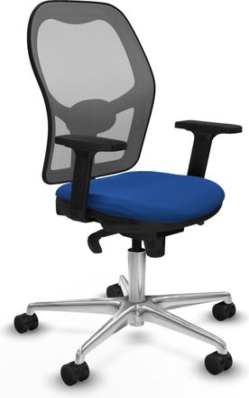 Piqueras y Crespo Atmungsaktiver B&uuml;rostuhl mit 2D-Armen, h&ouml;henverstellbare Lendenwirbelst&uuml;tze, ausgestattet mit Sincro 5 Positionen und injiziertem Schaumstoff, Grau/Bl