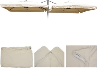 Mendler Sonnenschirmbezug T44, 8 Streben 3x3m Polyester, Ersatz-Bezug für Doppel-Ampelschirm T44 - Creme mit Flap