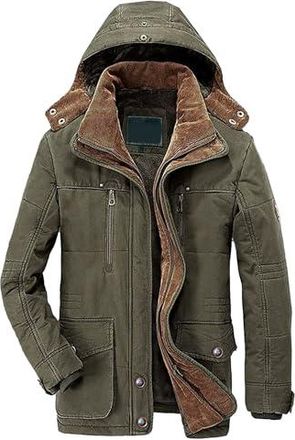 Generic Parka dhiver &eacute;paisse pour homme - Parka militaire Sherpa - Manteau de neige - Veste chaude mi-longue pour homme, Vert, XL