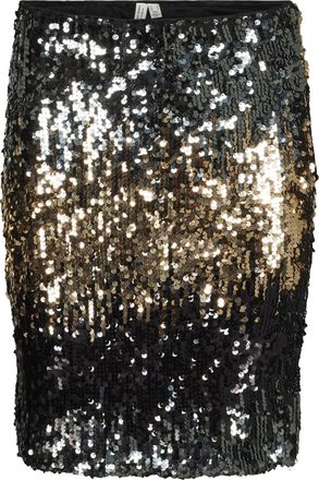 Vero Moda Damen Vmria M/W Abk Skirt JRS Btq Minirock, Black/Detail:Sequins Ombre Effect, X-Small
