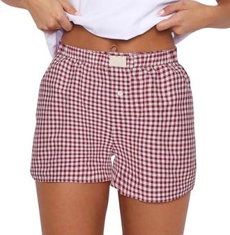Generic Short de nuit &agrave; carreaux pour femme, short de pyjama tendance Y2K, pantalon de nuit avec motif &agrave; carreaux, coupe ample, boxeurs de plage d&eacute;t&eacute;, pantalo