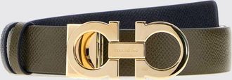 Ferragamo Ceinture en cuir martel&eacute; avec boucle Gancini couleur olive