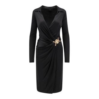 Versace Schwarzes V-Ausschnitt-Kleid Made in Italy - - Dresses - Damen - Schwarzk - XS