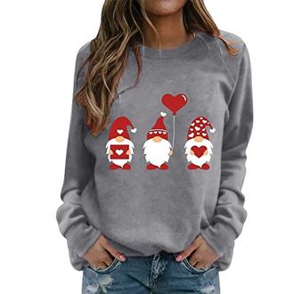 Generic Pull de Saint-Valentin pour femme - Motif damour classique - Sweat-shirt surdimensionn&eacute; - Col rond - Manches longues - Printemps automne hiver - Pull 