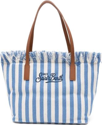 MC2 Saint Barth Femme, Sacs, Bleu, Taille: ONE Size Tote &agrave; Rayures et Franges