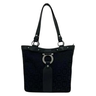 Ferragamo Pre-owned Gancini Canvas Leather Handbag - - Pre-owned - Damen - Schwarzk - ONE SIZE