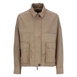 D.exterior Bomberjacke aus Kunstleder mit Pattentaschen - - Jackets - Damen - Beige - XS