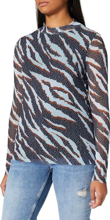 Taifun Damen 1/1 Arm T-Shirt, Obsidian Gemustert, 34