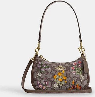 Coach Teri Mini-Umh&auml;ngetasche Aus Signature-Jacquard Mit Blumenstickerei