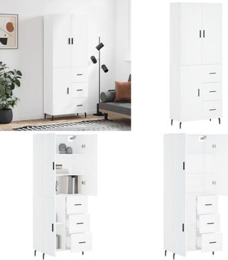 vidaXL Highboard Weiß 69,5x34x180 cm Holzwerkstoff - Sideboard - Hochschrank - Wohnraumgestaltung - Holz Sideboard - Weißer Schrank - Home & Living