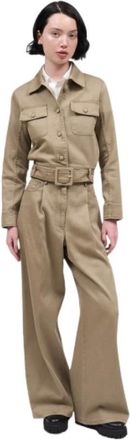 Paul & Joe Femme, Pantalons, Beige, Taille: 40 FR Pantalon large en serg&eacute; de coton d&eacute;lav&eacute; vintage