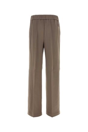 Moncler Womens Bottoms Trousers Brown Nylon Cotton Elastane