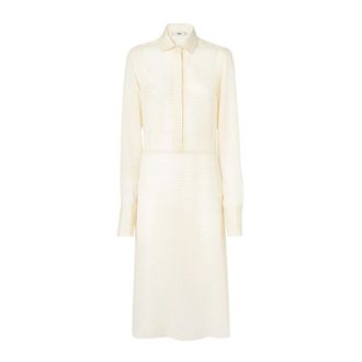 Fendi Chevron Hemdkleid - - Dresses - Damen - Wei&szlig; - M