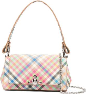 Vivienne Westwood Hobo Bags - Multicolor Plaid Handbag With Structured Silhouett - Gr. unisize - in Beige - f&uuml;r Damen