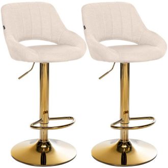 Clp Lot de 2 tabourets de bar Milet en tissu Cr&egrave;me m&eacute;tal or