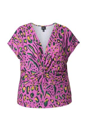 Ulla Popken T-Shirt Top drapiert V-Ausschnitt &auml;rmellos