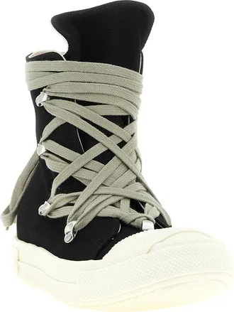 Rick Owens Womens Black Cotton High Top Sneakers