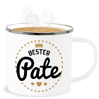 Shirtracer Emaille Becher Blechbecher - Patenonkel - Tassen - Bester Pate - 300 ml - Wei&szlig; Silber - tasse paten f&uuml;r patenonkel+geschenk geschenk an