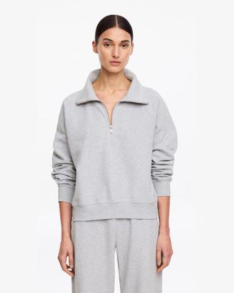 Arket French-Terry-Sweatshirt Mit Kurzem Rei&szlig;verschluss -Grau