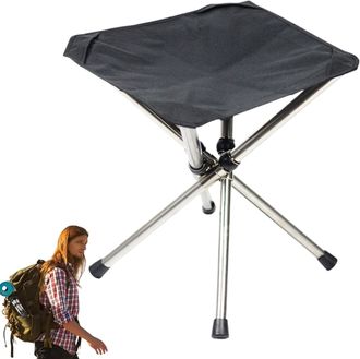 Generico Kleine Hocker für den Außenbereich, tragbar, für Camping, mit Edelstahlständer, leichter Sitz für Angeln, Wandern, Grillen, Camping und Gartenarbeit