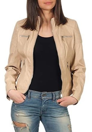 Malito more than fashion Malito Femme Simili Cuir Veste Sakko Blazer 5179 (Beige, XXL)