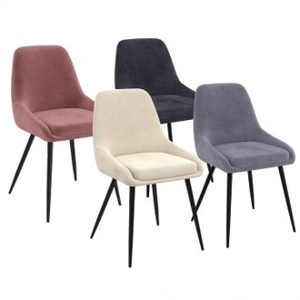 IDMarket Set Di 4 Sedie Thalya In Velluto Misto Crema, Grigio Chiaro, Grigio Scuro E Rosa Con Braccioli