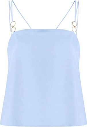 Nenette Femme, Tops, Bleu, Taille: 42 FR Pleated-Back Top with Jewel Straps
