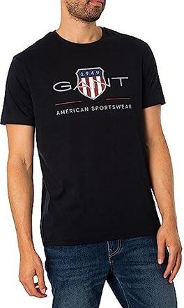 GANT Gant SS Shirt À Manches Courtes Archive Shield Reg, Black, XXL Homme