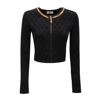 Elisabetta Franchi Femme, Pulls, Noir, Taille: 42 FR Mk-29B-56E2 Cardigan