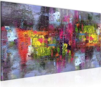 Runa Art Wandbild Abstrakt 1 Teilig 100 x 40 cm Modern Bild auf Vlies Leinwand Gem&auml;lde Wohnzimmer Schlafzimmer Bunt Grau 033812a