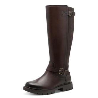 Tamaris Comfort Damen Hohe Stiefel ohne Absatz mit Rei&szlig;verschluss mit Schnallen, Braun (Mocca), 39 EU