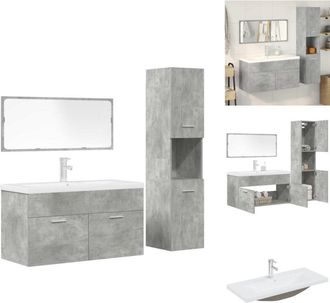 vidaXL 4-tlg. Badm&ouml;bel-Set Betongrau Holzwerkstoff - Badm&ouml;bel Set - Badm&ouml;bel Sets - Badm&ouml;belset - Badm&ouml;bel