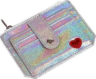 Valiclud Portefeuille Holographique Pu Pour Femme Avec Fermeture Éclair Brillant Pour Cartes Bancaires Et Billets