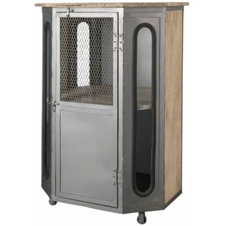 Massivmoebel24 Vitrine 76x60 Manguier laqué blanchi railway 330