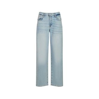 7 For All Mankind Jean droit cropped Stovepipe en coton m&eacute;lang&eacute;