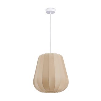 Paco Home H&auml;ngelampe Pendellampe Pendelleuchte Wohnzimmer Schlafzimmer Esszimmer Modern Lampenschirm Nylon Uni E27, Lampenart:Pendelleuchte - Typ 5, Farbe:Beige