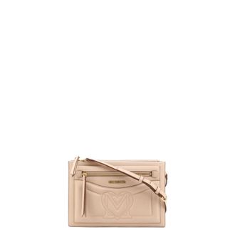 Moschino Logo-plakette Clutch mit Kettenriemen - - Bags - Damen - Beige - ONE SIZE