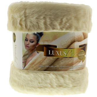 G&ouml;zze Wohndecke, Kunstfell in edler Pelzoptik, Design Eisb&auml;r, 150 x 200 cm - Cremewei&szlig;/Beige