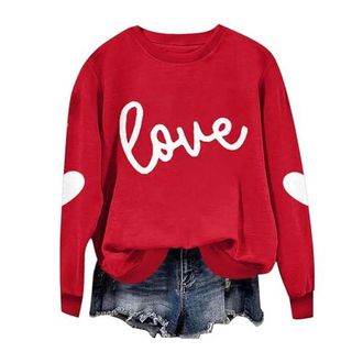 Generico Sweatshirt tendance &agrave; col rond pour femme, sans capuche, mi-saison, pour femme, style d&eacute;contract&eacute;, taille S &agrave; 3XL, rose, XXXL