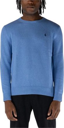 Polo Ralph Lauren Homme, Pulls, Bleu, Taille: M Pull à Col Rond avec Logo Brodé