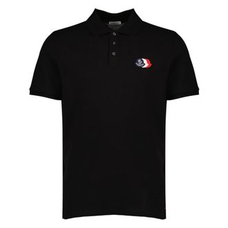 Moncler Homme, Tops, Noir, Taille: M Polo en coton piqu&eacute;