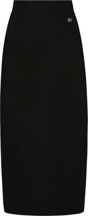 Dolce & Gabbana Femme, Jupes, Noir, Taille: 36 FR Jupe Crayon Taille Haute avec D&eacute;tail Logo