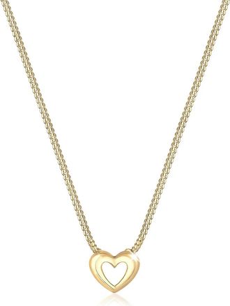 Elli Halsketten - Halskette Panzerkette Herz Anh&auml;nger Romantisch 585 - Gr. unisize - in Gold - f&uuml;r Damen