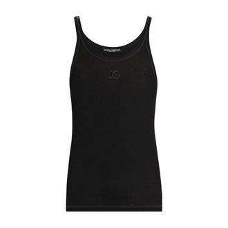Dolce & Gabbana Schwarzes Geripptes Tanktop Aw25 - - Tops - Herren - Schwarzk - M