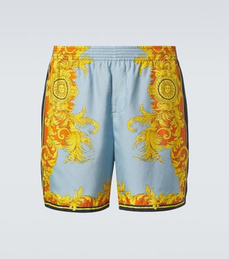 Versace Short imprim&eacute; en soie