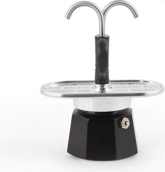 Bialetti Das Mini Express Kandisky Moka-Set enthält eine Kaffeemaschine für 2 Tassen (90 ml), schwarz, Aluminium