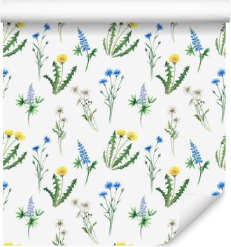 OEM Carta Da Parati Con Margherite E Fiori Di Campo Per Soggiorno E Camera Da Letto, 50x1000 Cm
