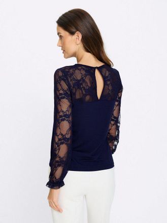 Heine T-Shirt Spitzenshirt Langarm