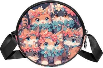 Generic Sac &agrave; bandouli&egrave;re rond pour femme, petit sac &agrave; bandouli&egrave;re color&eacute; avec fermeture &eacute;clair, bretelles r&eacute;glables, sac &agrave; main rond d&eacute;contract&eacute; pour femmes 