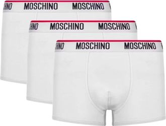 Moschino Homme, Sous-v&ecirc;tements, Blanc, Taille: S Trunk Cotton Stretch 3PK